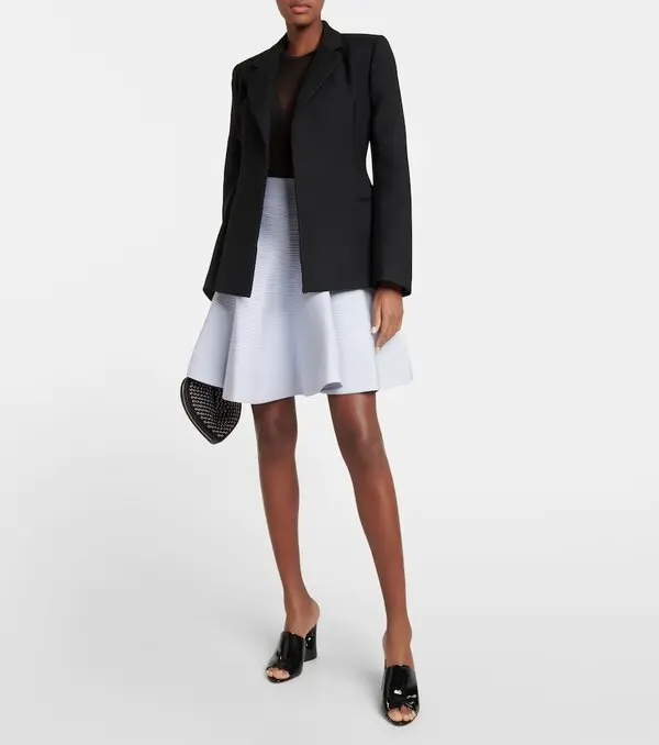 Alaïa Ribbed-knit Miniskirt - Blue