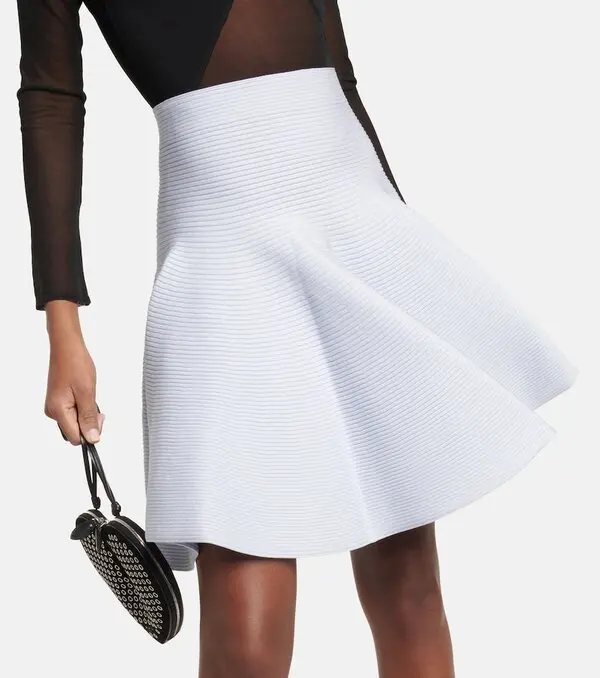 Alaïa Ribbed-knit Miniskirt - Blue
