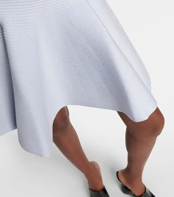 Alaïa Ribbed-knit Miniskirt - Blue