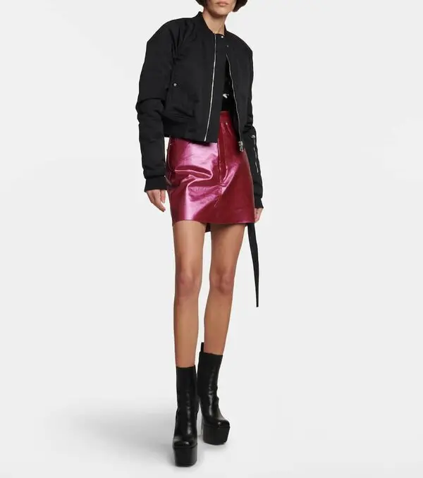 Rick Owens Coated Denim Miniskirt