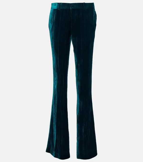 PETAR PETROV Gomez Low-rise Slim Velvet Pants - Blue