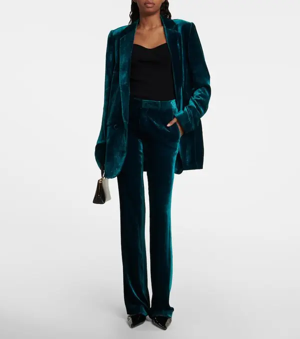 PETAR PETROV Gomez Low-rise Slim Velvet Pants