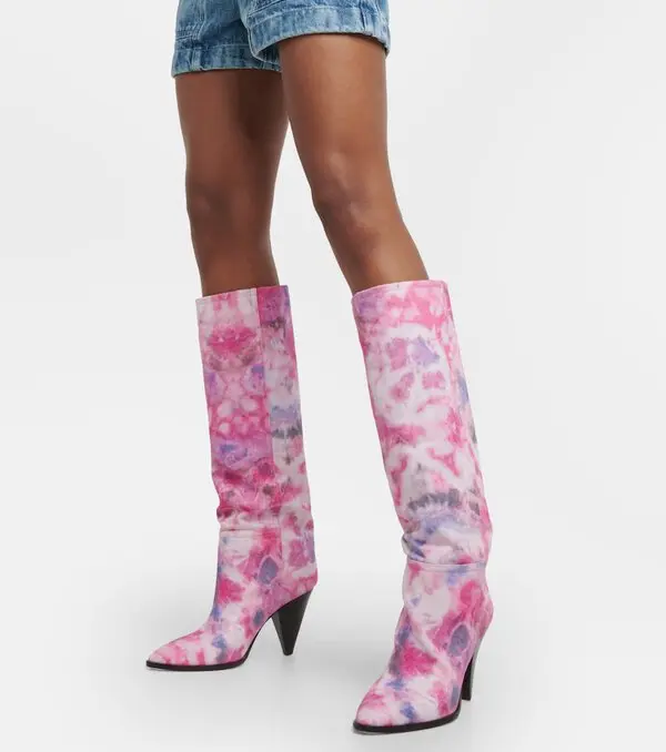 Isabel Marant Étoile Ririo Printed Leather Knee-high Boots - Multicoloured