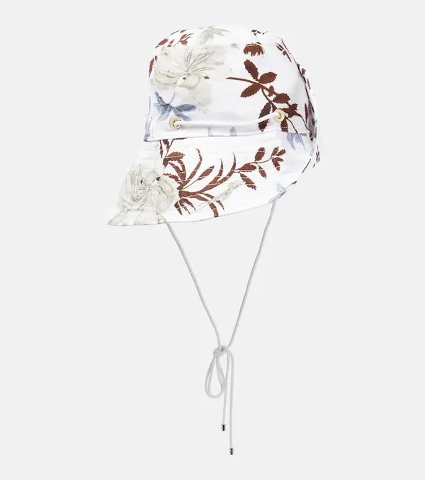 Erdem Floral Linen-blend Bucket Hat