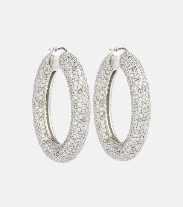 JIL SANDER Crystal-embellished Hoop Earrings - Silver