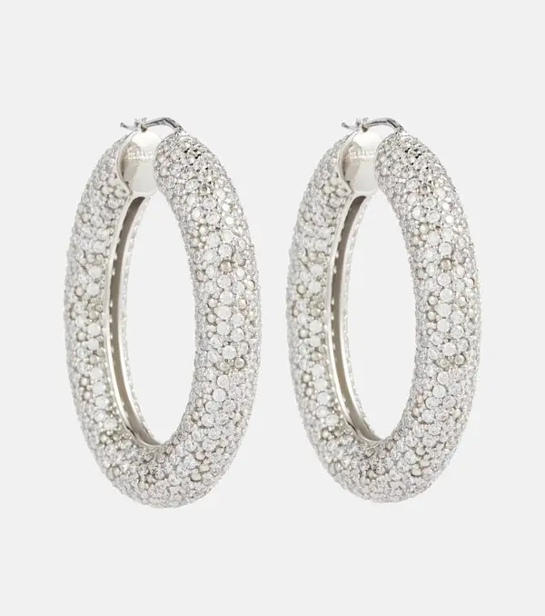 JIL SANDER Crystal-embellished Hoop Earrings - Silver