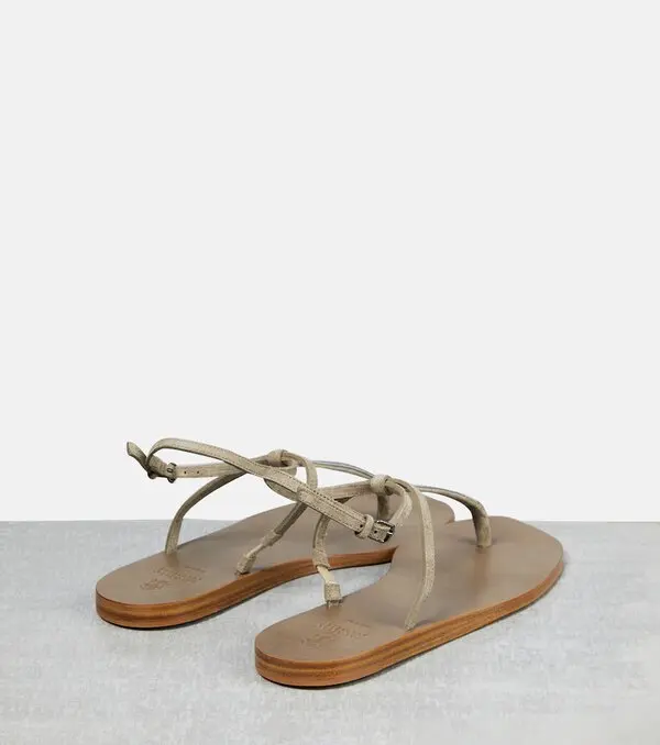 Brunello Cucinelli Embellished Suede Thong Sandals