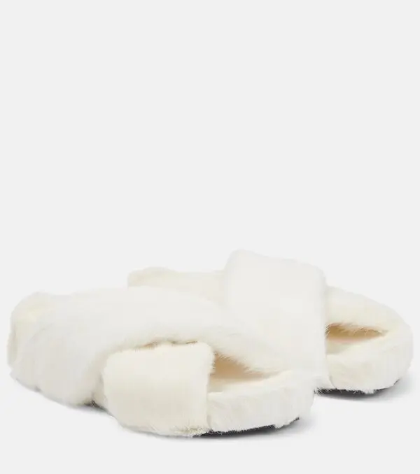 JIL SANDER Shearling Sandals - White