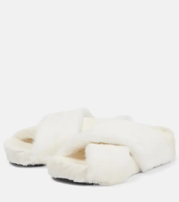 JIL SANDER Shearling Sandals - White