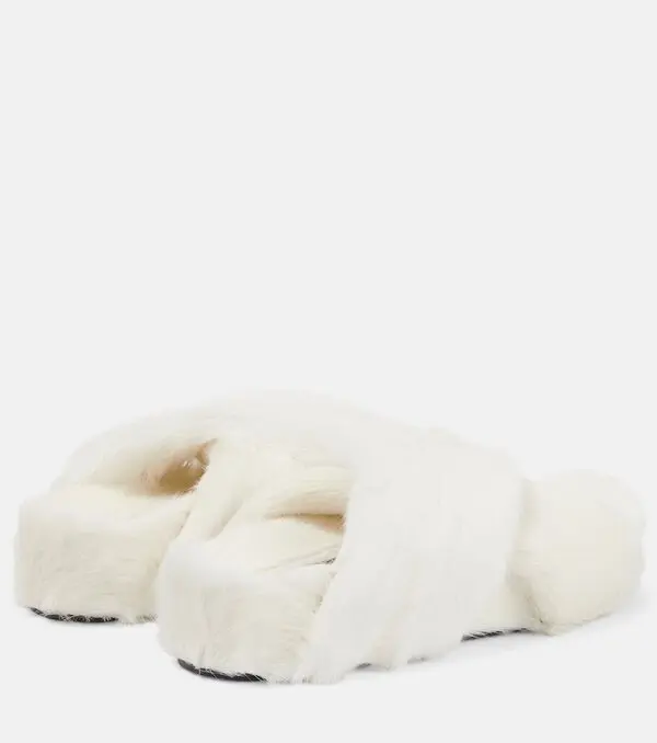 JIL SANDER Shearling Sandals - White