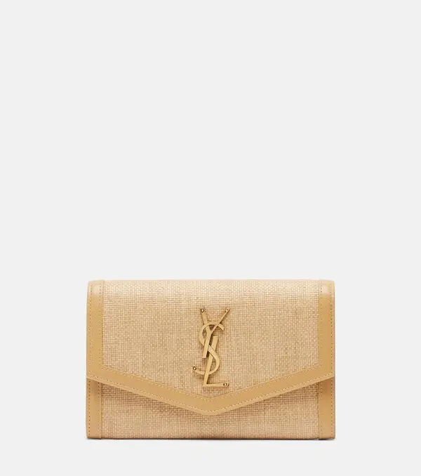 Saint Laurent Uptown Raffia Shoulder Bag - Neutrals