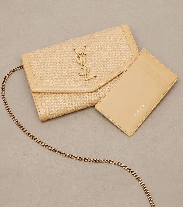 Saint Laurent Uptown Raffia Shoulder Bag