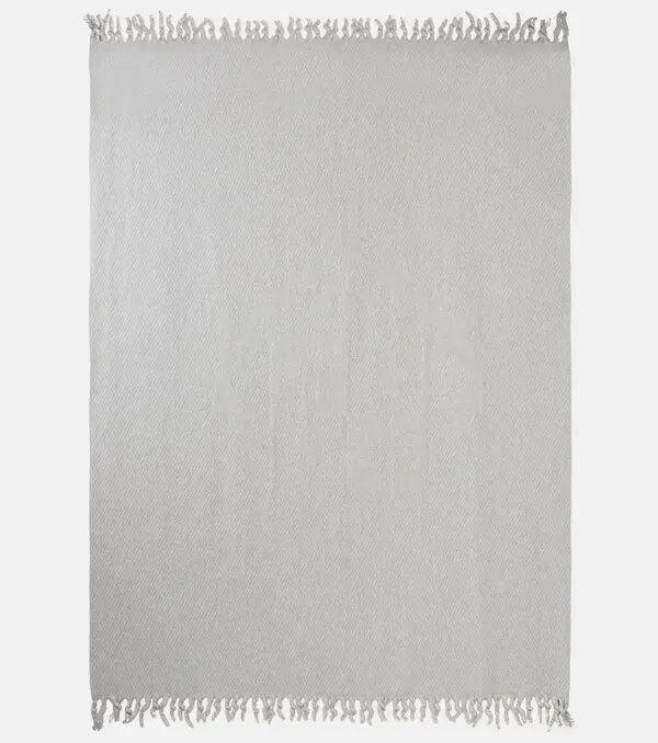 Loro Piana Logo Jacquard Cashmere Throw - Grey