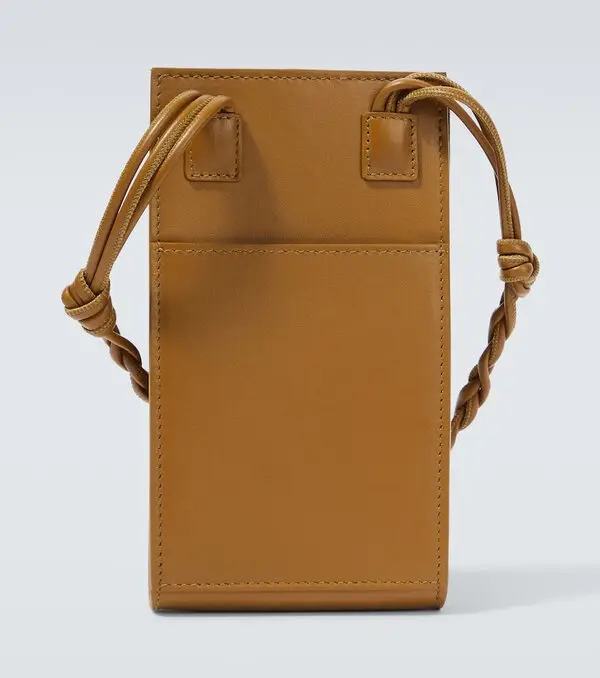 JIL SANDER Embossed Leather Phone Pouch - Orange