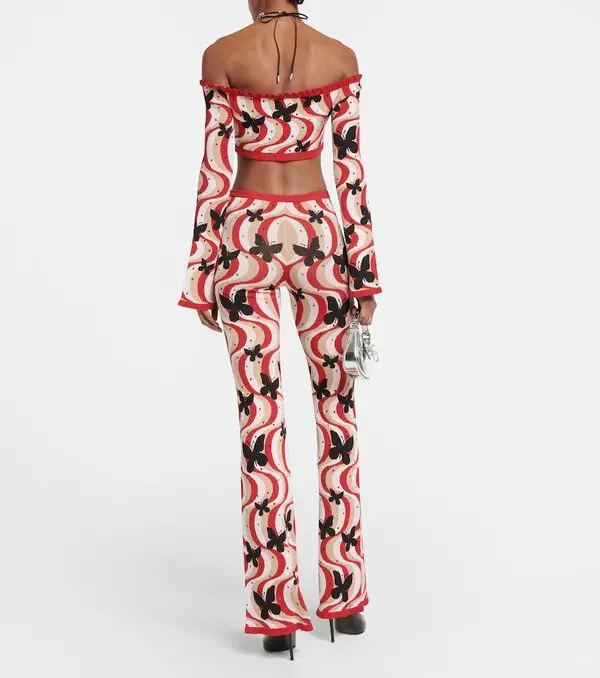 Alessandra Rich Printed High-rise Flare Pants