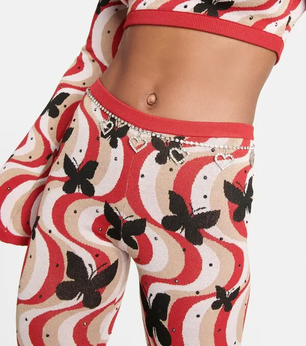 Alessandra Rich Printed High-rise Flare Pants
