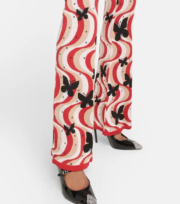 Alessandra Rich Printed High-rise Flare Pants