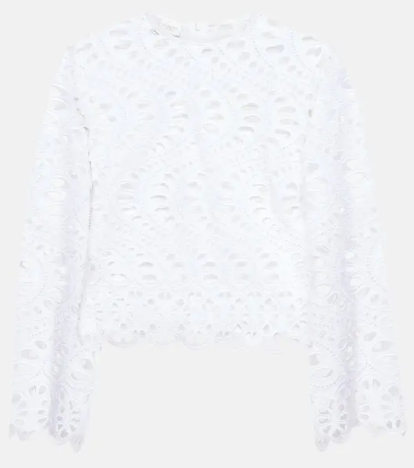 Giambattista Valli Broderie Anglaise Cotton Top - White