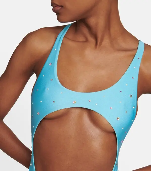 Alessandra Rich Embellished Cutout One-piece Swimsuit