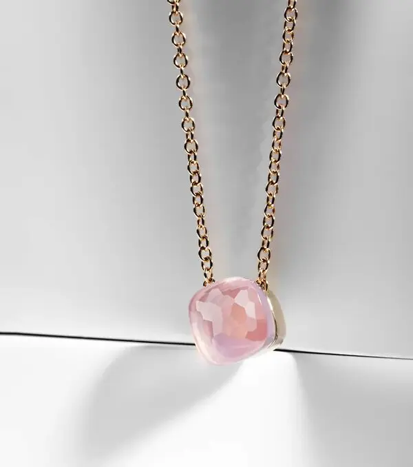 Pomellato Nudo 18kt Rose Gold And White Gold Necklace With Rose Quartz - Pink