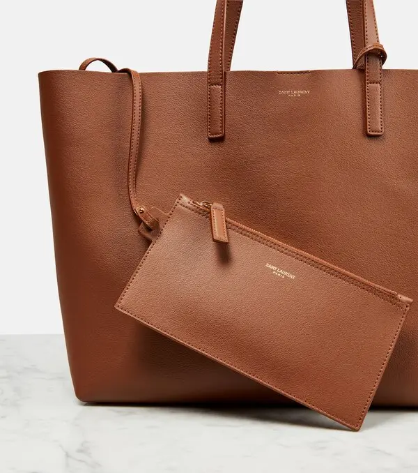 Saint Laurent Shopping E/w Leather Tote Bag - Brown