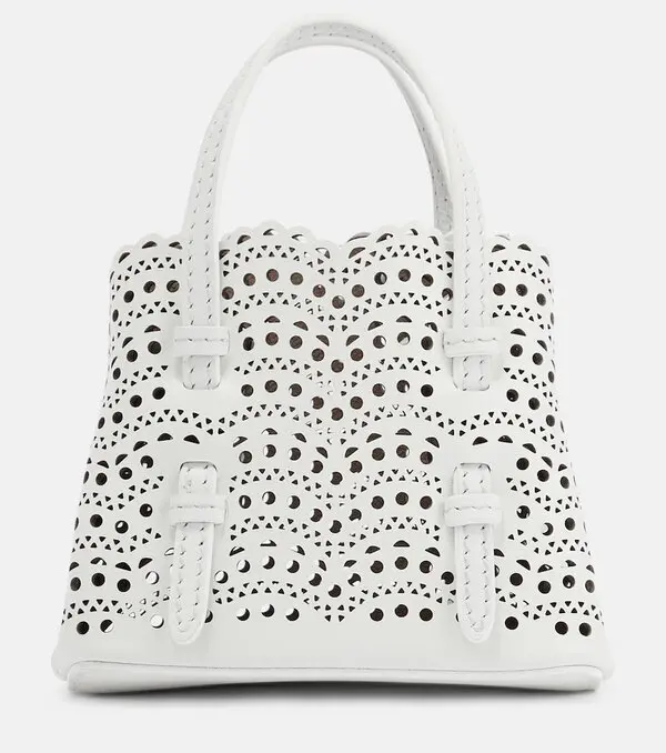 Alaïa Mina Mini Leather Crossbody Bag - White