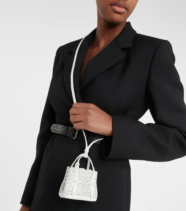 Alaïa Mina Mini Leather Crossbody Bag
