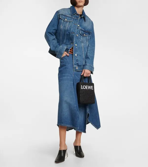 Loewe Standard A5 Leather-trimmed Raffia Tote Bag