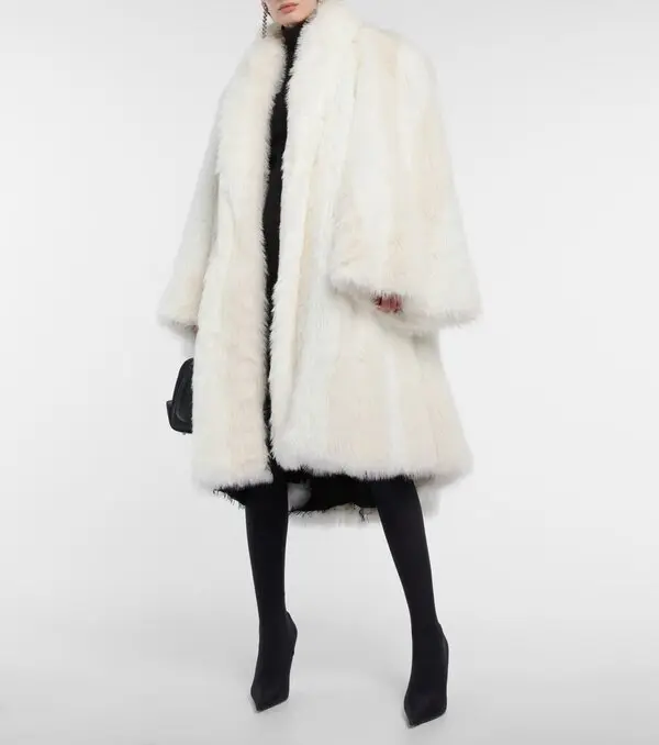 Balenciaga Bb Faux Fur Coat - White | Editorialist