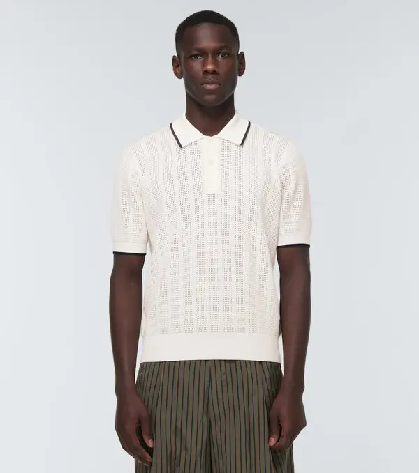 Dries Van Noten Knitted Polo Shirt In White - 30% Off | Editorialist