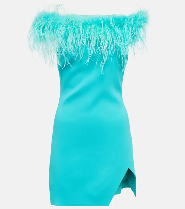 Giuseppe Di Morabito Feather-trimmed Mini Dress - Blue