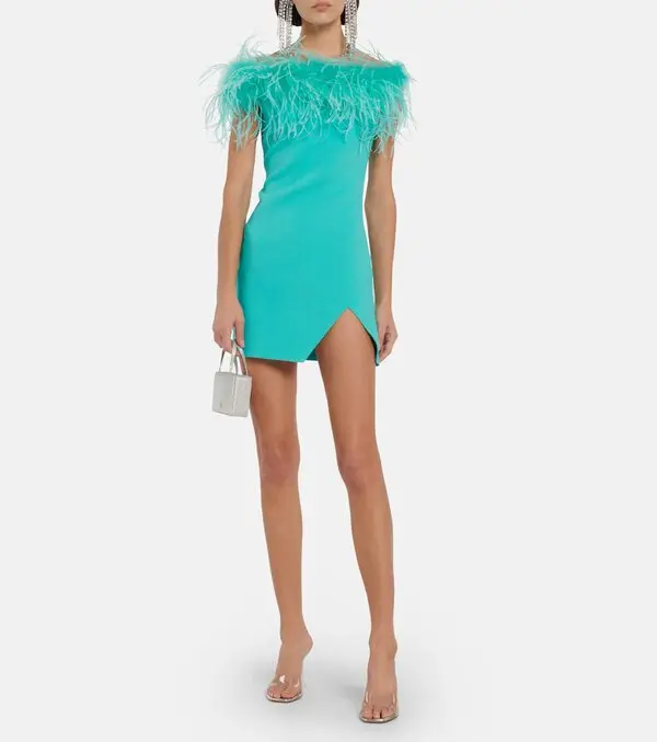 Giuseppe Di Morabito Feather-trimmed Mini Dress