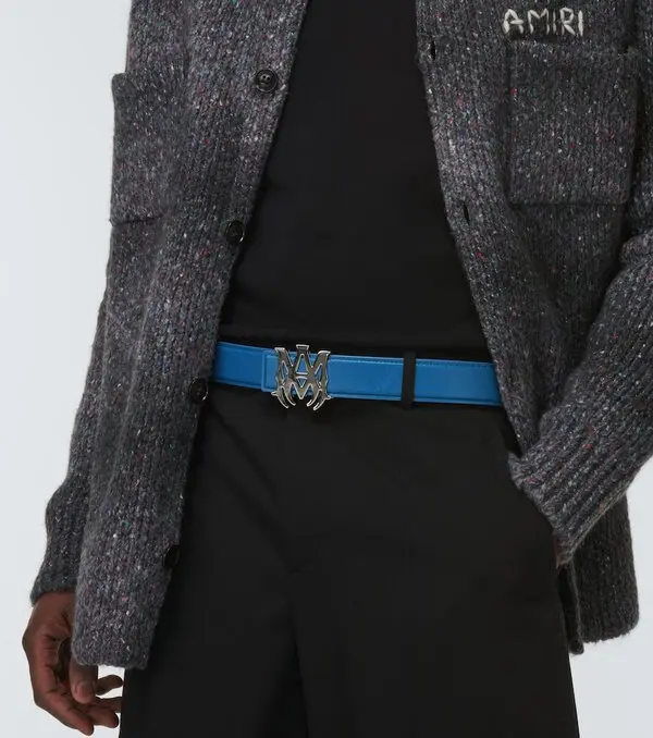 Amiri Logo Leather Belt In Blue - 60% Off | Editorialist