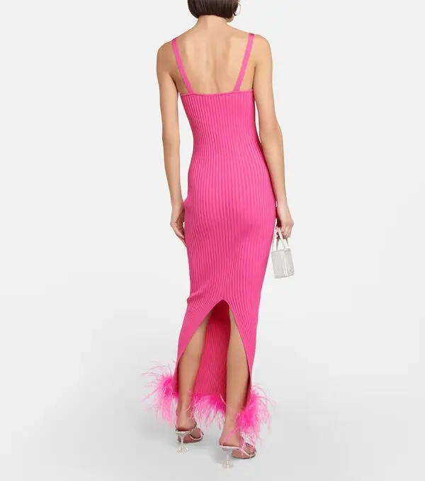 Giuseppe Di Morabito Rib-knit Feather-trimmed Dress