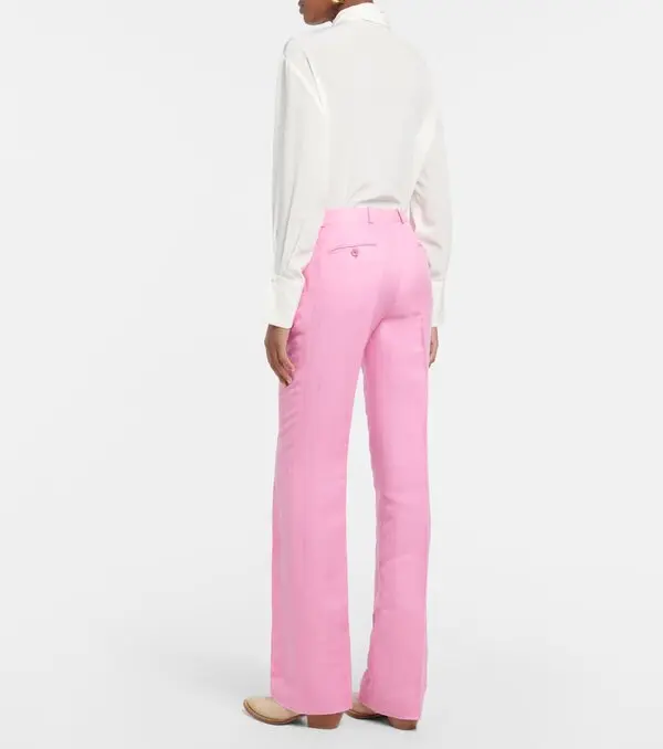 Etro Linen And Silk Straight-leg Pants