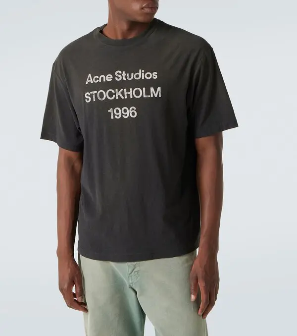 Acne Studios Logo-print Cotton-blend T-shirt - Black