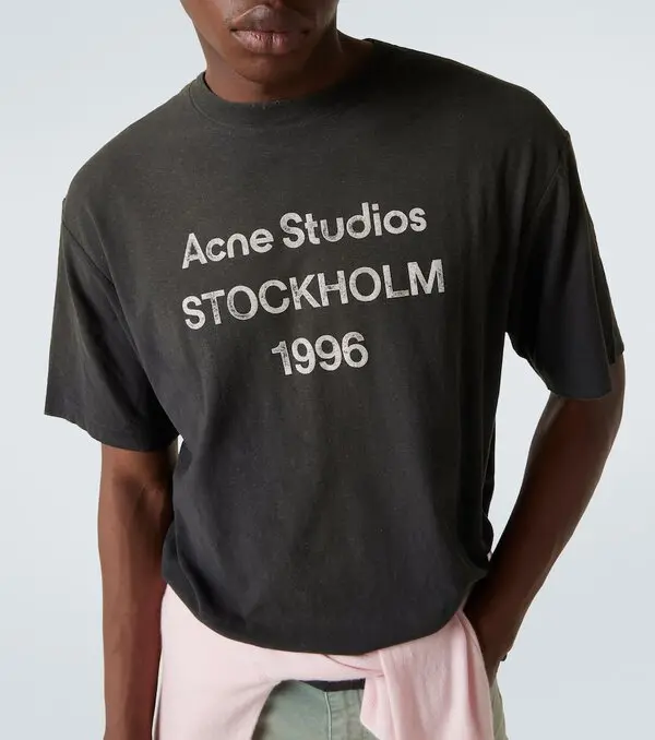 Acne Studios Logo-print Cotton-blend T-shirt - Black