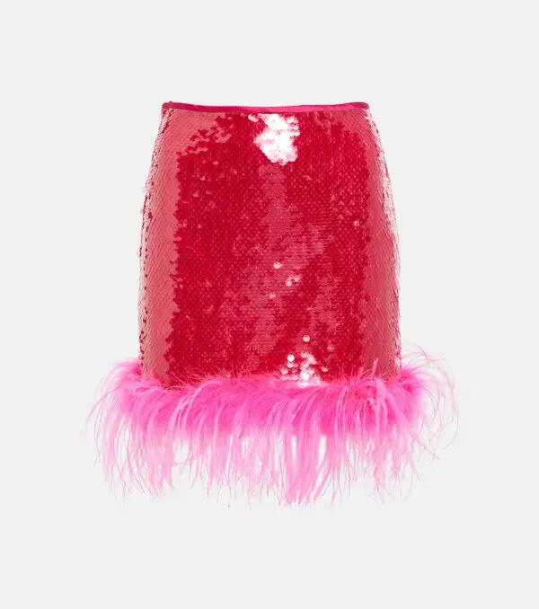 Giuseppe Di Morabito Sequined Feather-trimmed Mini Skirt - Pink