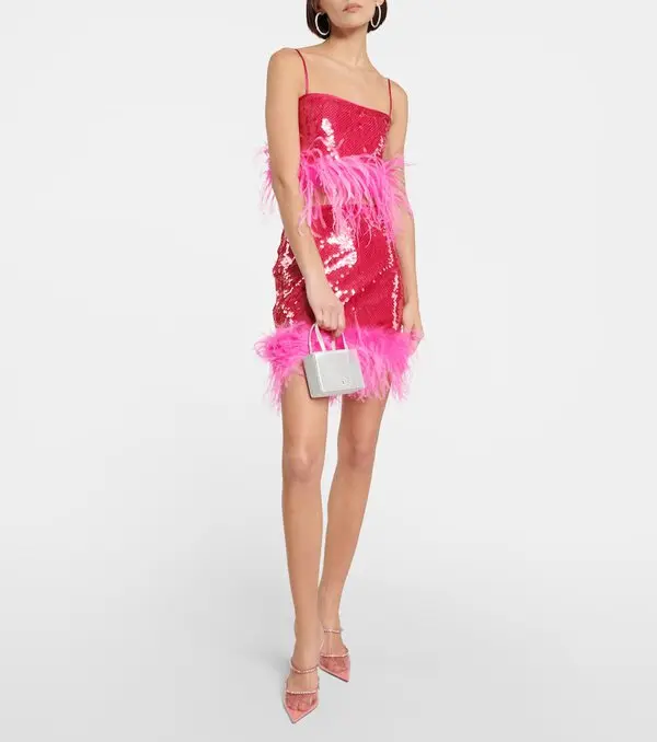 Giuseppe Di Morabito Sequined Feather-trimmed Mini Skirt - Pink