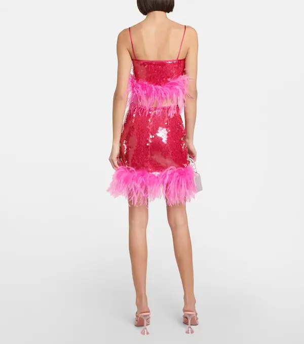 Giuseppe Di Morabito Sequined Feather-trimmed Mini Skirt - Pink