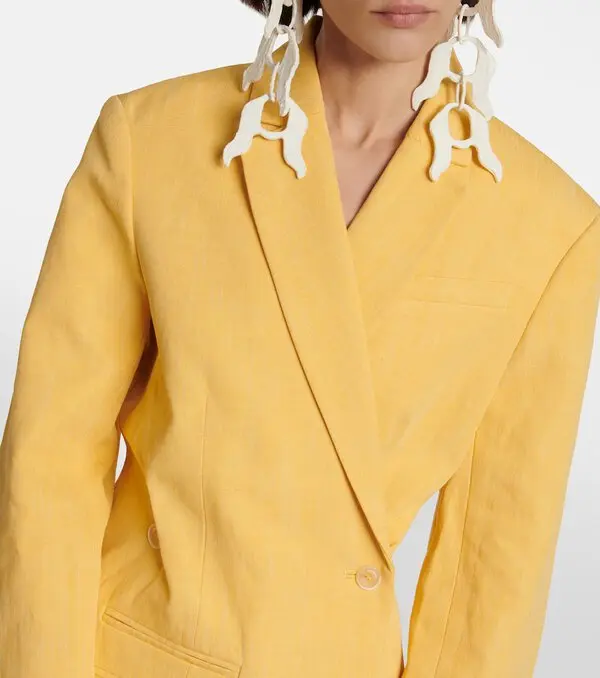 Jacquemus La Veste Tibau Linen-blend Blazer - Yellow