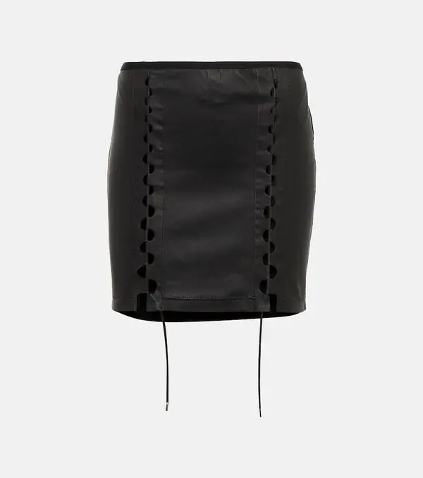 DION LEE Hinge-seam Leather Mini Skirt
