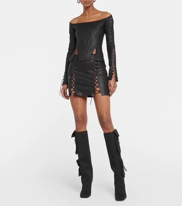 DION LEE Hinge-seam Leather Mini Skirt