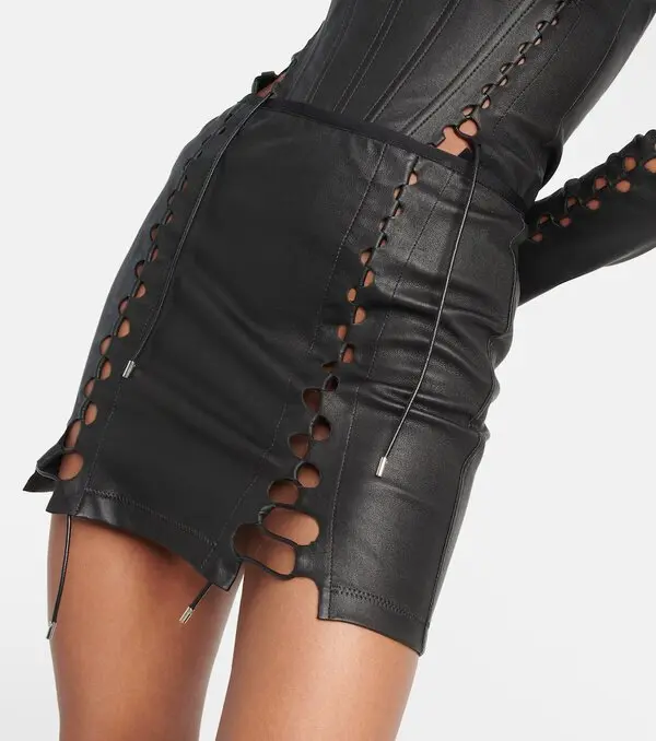 DION LEE Hinge-seam Leather Mini Skirt