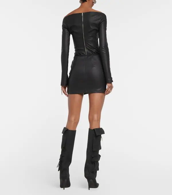 DION LEE Hinge-seam Leather Mini Skirt