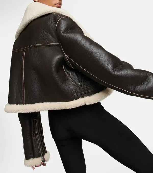 LAQUAN SMITH Shearling-trimmed Leather Jacket