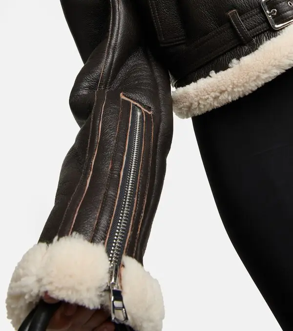 LAQUAN SMITH Shearling-trimmed Leather Jacket