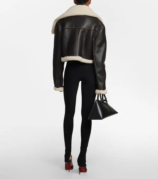 LAQUAN SMITH Shearling-trimmed Leather Jacket