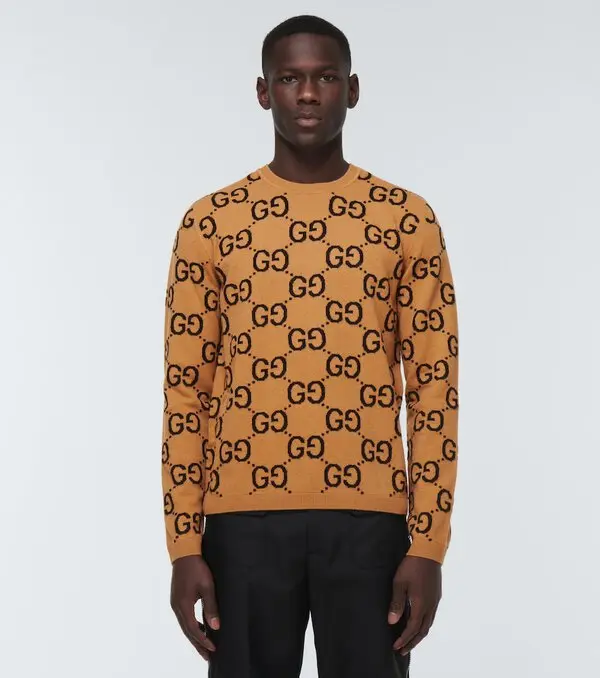 Gucci Gg Jacquard Wool Sweater - Beige | Editorialist