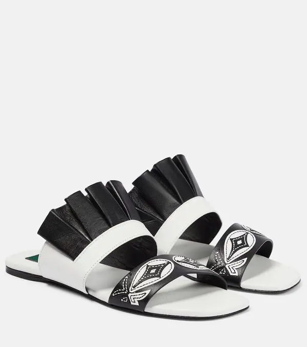 Emilio Pucci Embroidered Leather Sandals - Multicoloured